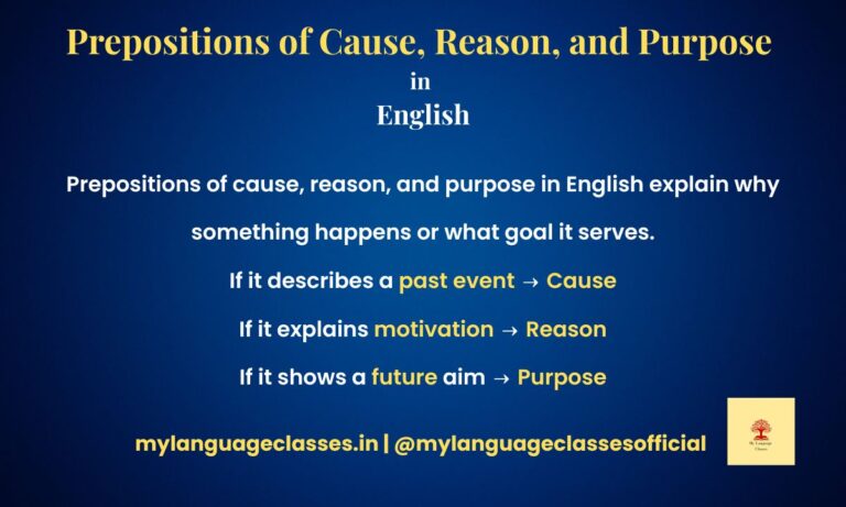 Complete Guide on Prepositions of Cause Reason and Purpose in English