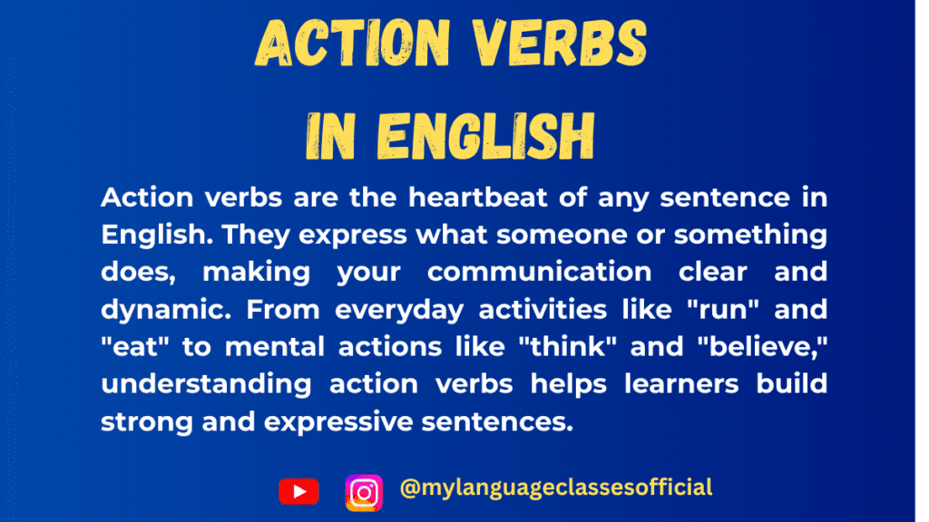 Action Verbs in English: Grammar Rules, Usage & Examples | My Language ...