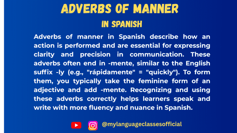 Adverbs of Manner in Spanish | My Language Classes