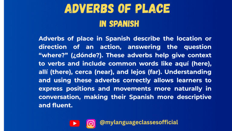Adverbs of Place in Spanish | My Language Classes