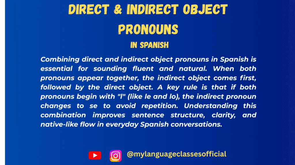 Indirect & Direct Object Pronouns Combined in Spanish Grammar | My ...