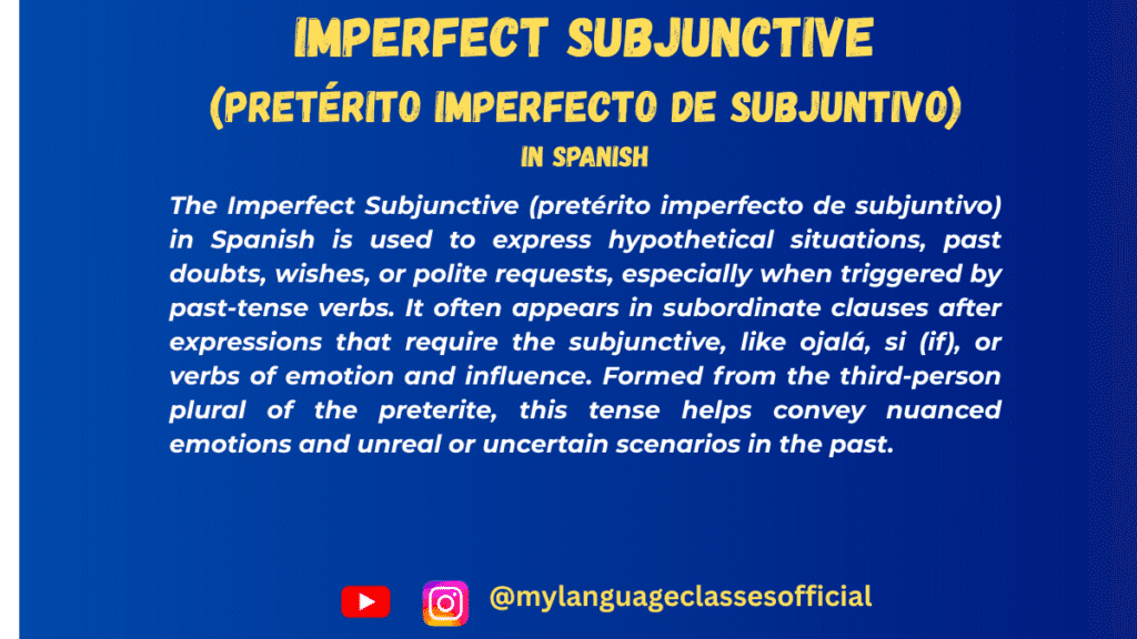 The Imperfect Subjunctive Tense in Spanish: Tiempo pretérito imperfecto ...