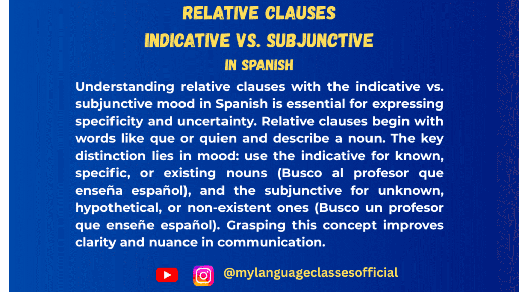 Mastering Relative Clauses in Spanish: Indicative vs. Subjunctive Made ...
