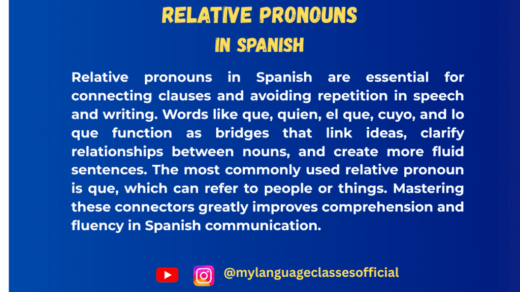 Relative Pronouns in Spanish | My Language Classes