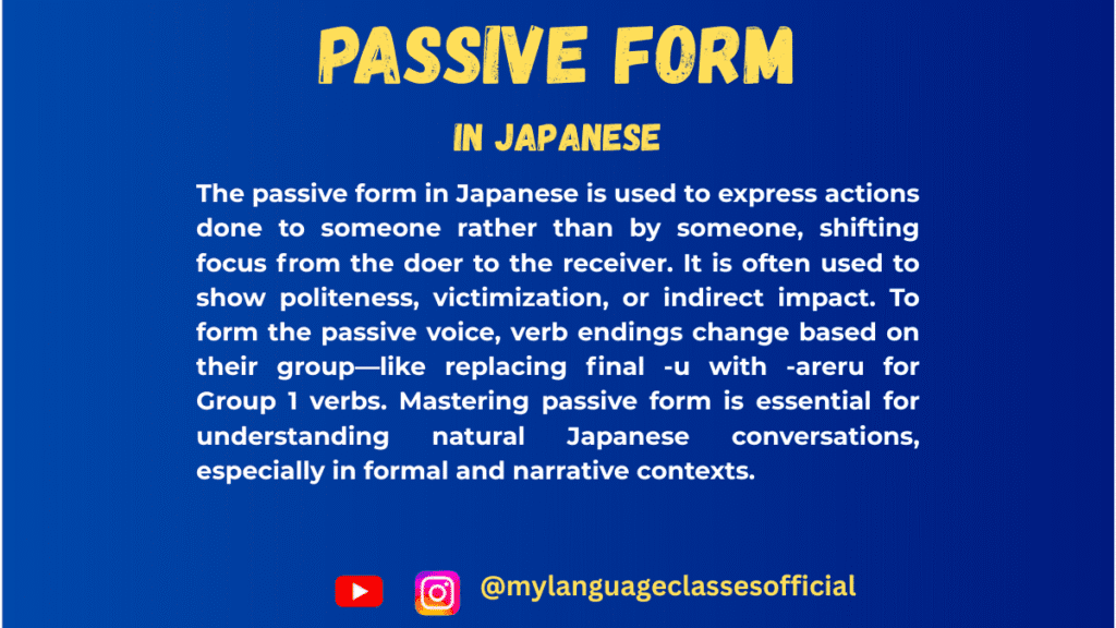 Passive Form of Verbs in Japanese | My Language Classes
