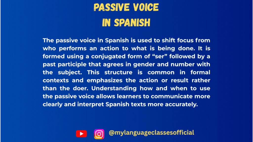 Understanding the Passive Voice in Spanish | My Language Classes