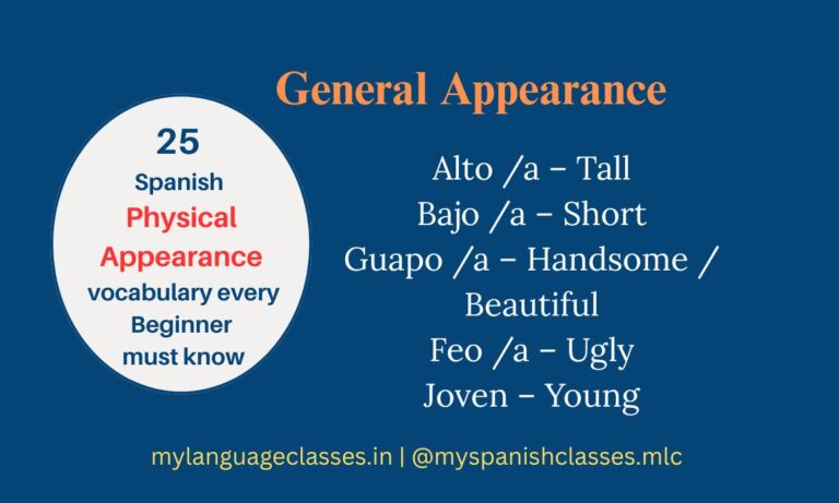 Spanish Physical Appearance Vocabulary for Beginners | My Language Classes