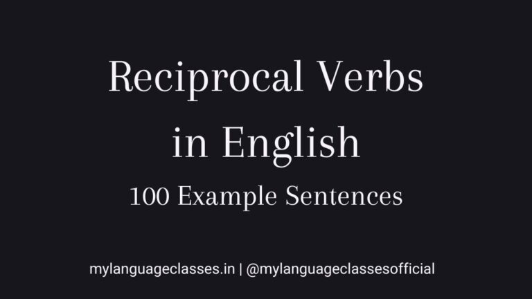100 Example Sentences of Reciprocal Verbs in English | My Language Classes