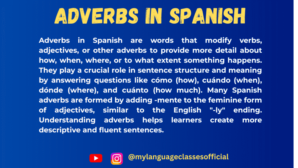 Adverbs in Spanish | My Language Classes