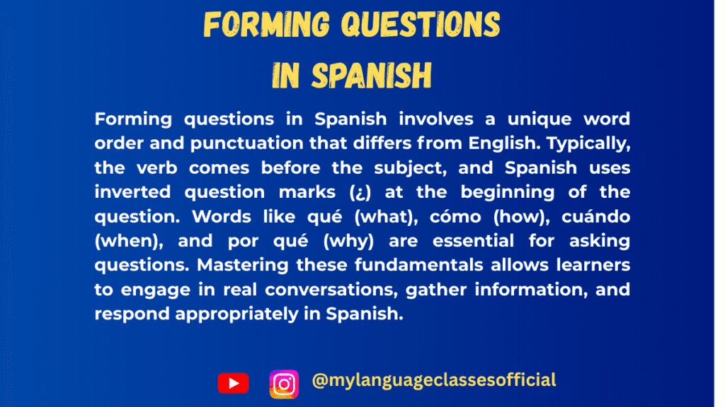 Forming Questions in Spanish | My Language Classes