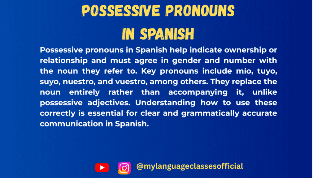 Spanish Possessive Pronouns | My Language Classes