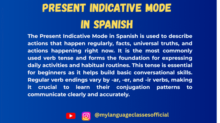 Present Indicative Mode in Spanish (Regular Verbs) | My Language Classes